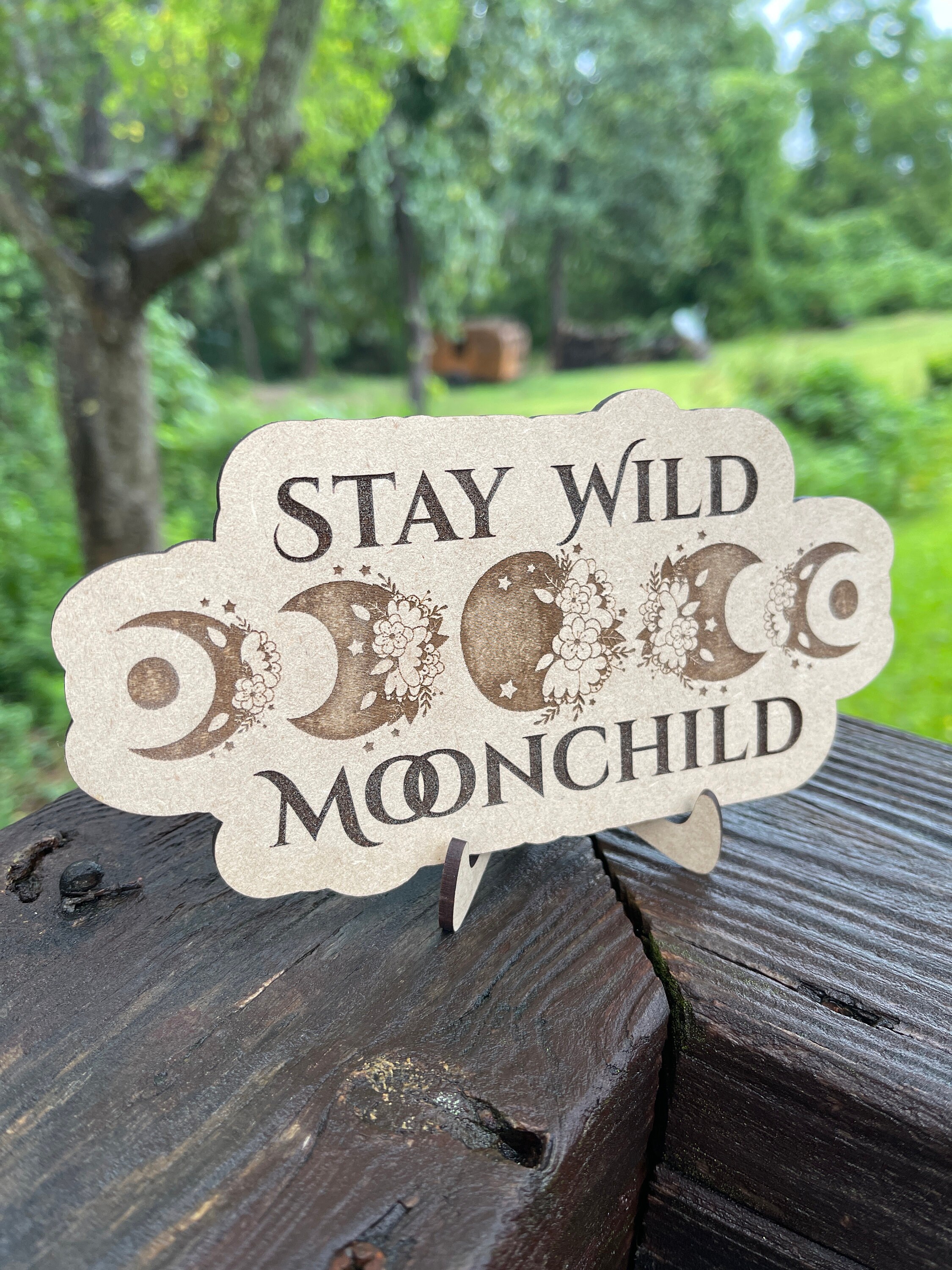 Moon Phases Wooden Art Sign 7 Wood Carving Stay | Etsy