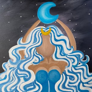 16x20 Huge Blue Moon Goddess Painting by Jess - Etsy