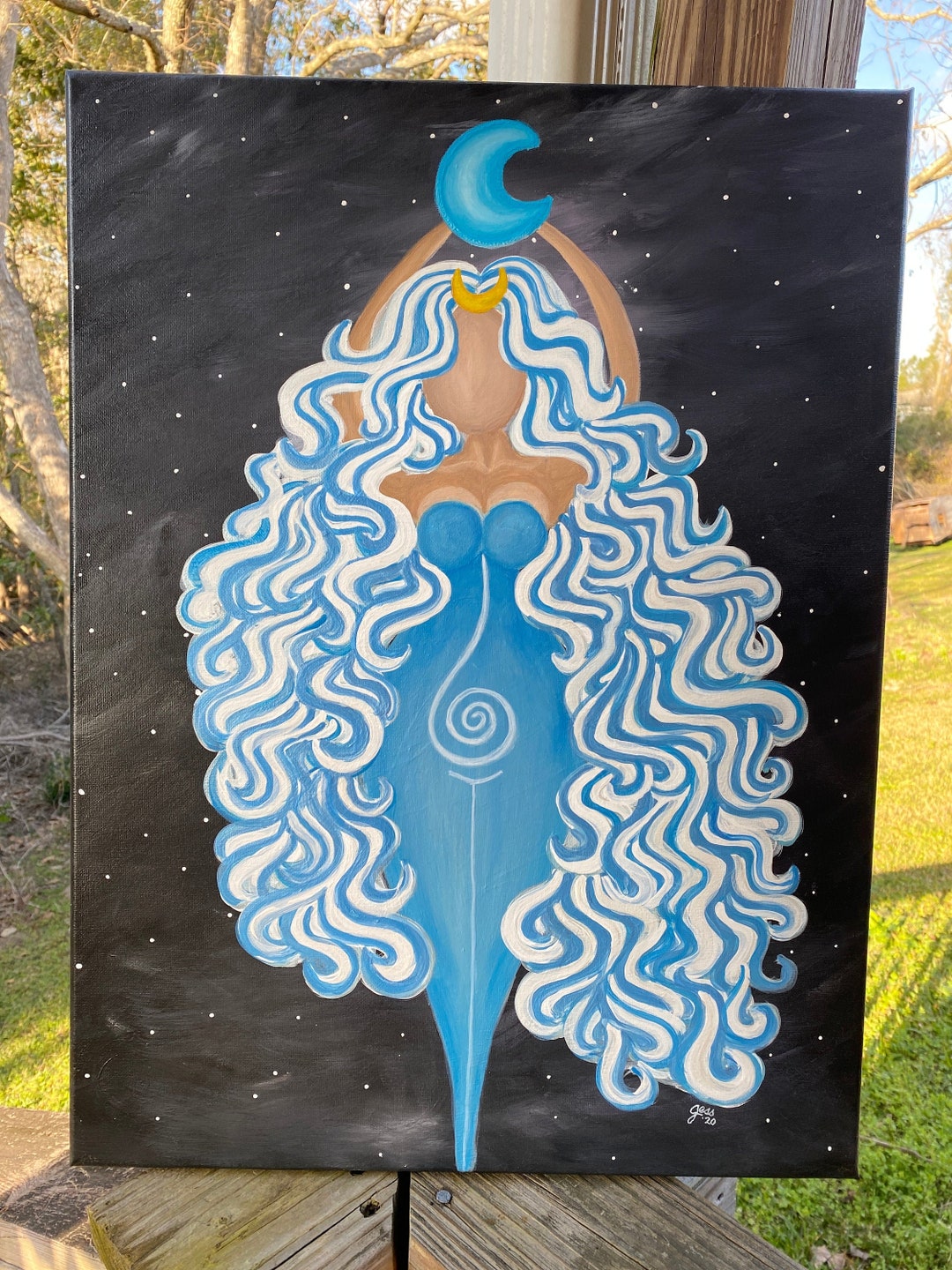16x20 Huge Blue Moon Goddess Painting by Jess - Etsy