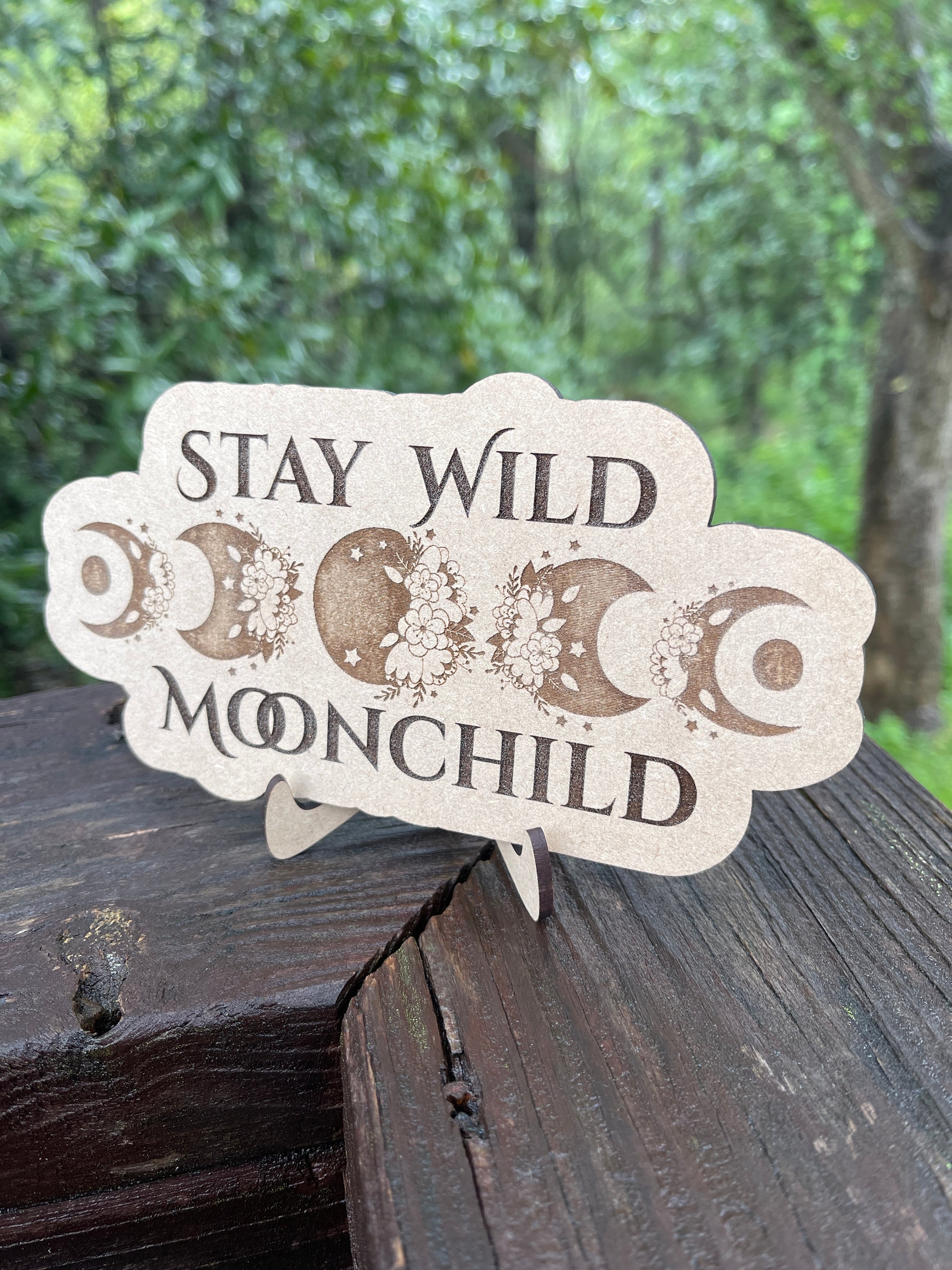 Moon Phases Wooden Art Sign 7 Wood Carving Stay | Etsy