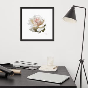 White Rose in Bloom Watercolor Print – Romantic Floral Wall Art, Nature ...