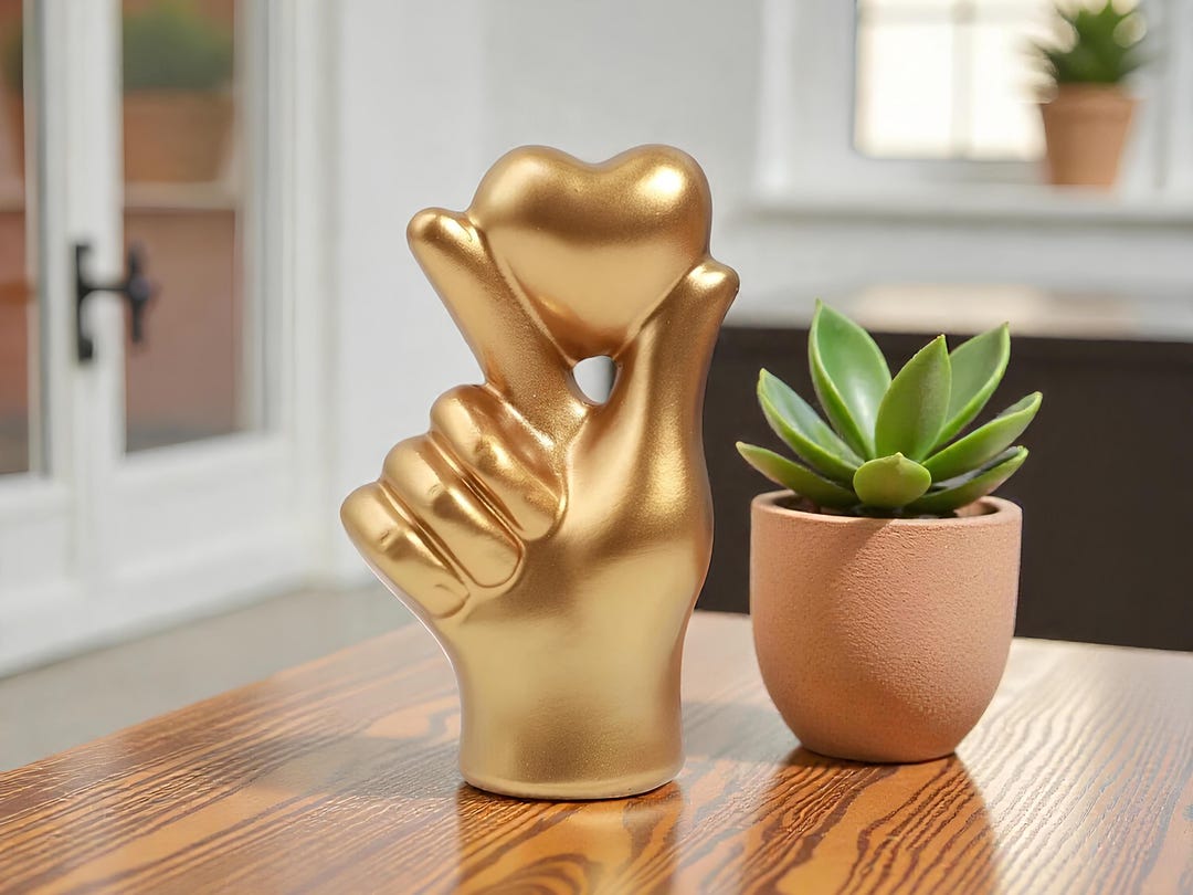 Gold Heart Hand Resin Sculpture Modern Home Decor Accent - Etsy