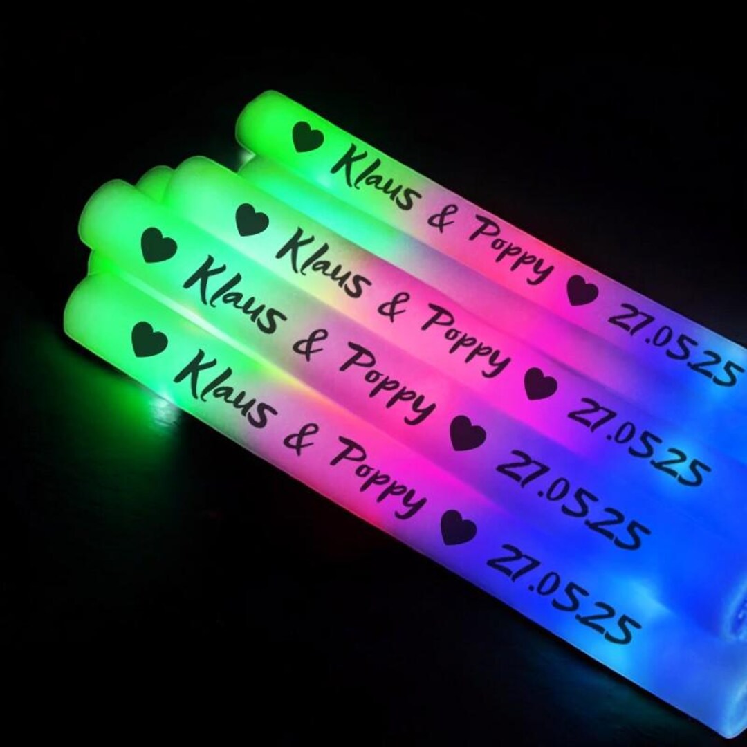 40-100 RGB LED Foam Sticks - Colorful LED Cheer Sticks for Birthday ...