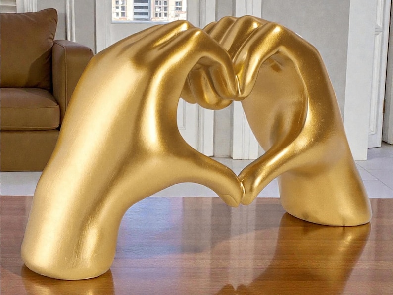 Gold Hand Heart Sculpture Modern Resin Decor for Shelf Desk Table - Etsy