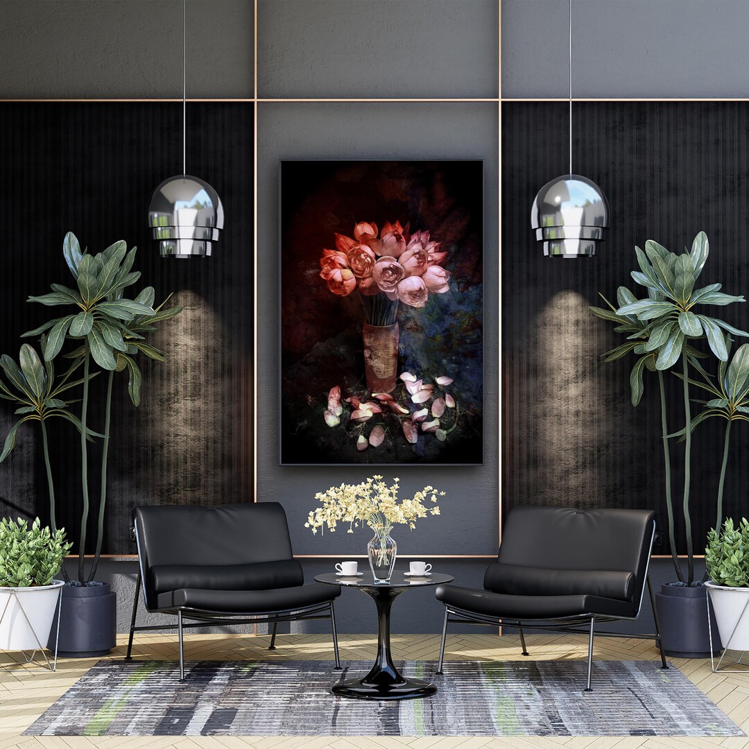 Gothic Floral Wall Art - Dark Lotus Still Life Canvas Print - Etsy