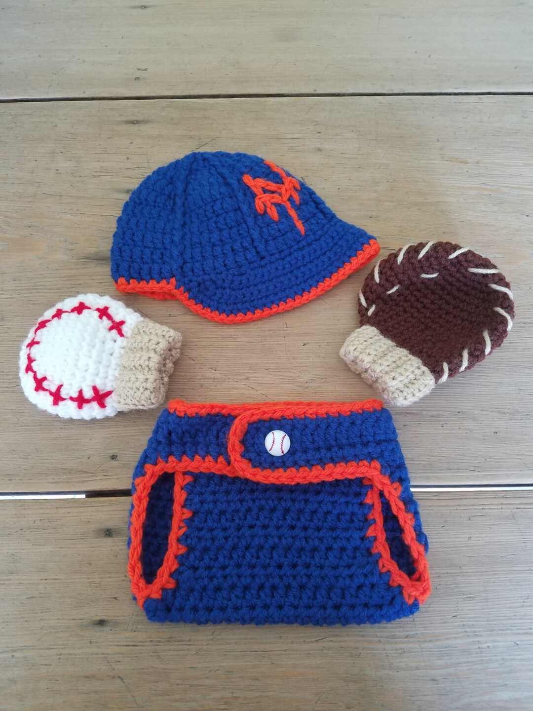 NY METS Baseball Hat W Brim, Diaper Cover, Baseball and Glove Mittens ...