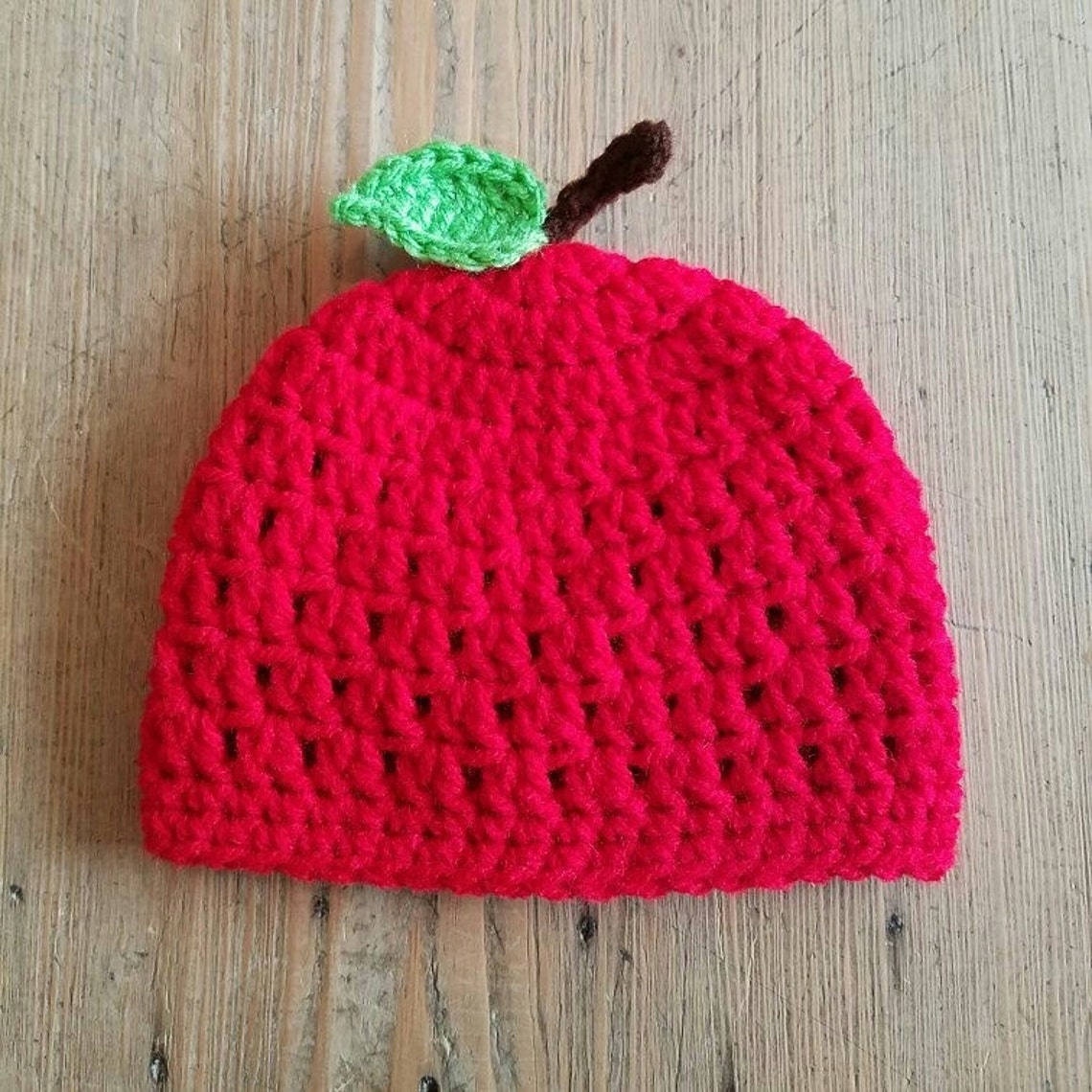 Red Apple Hat With Leave and Stem Beanie Infant Baby Newborn | Etsy