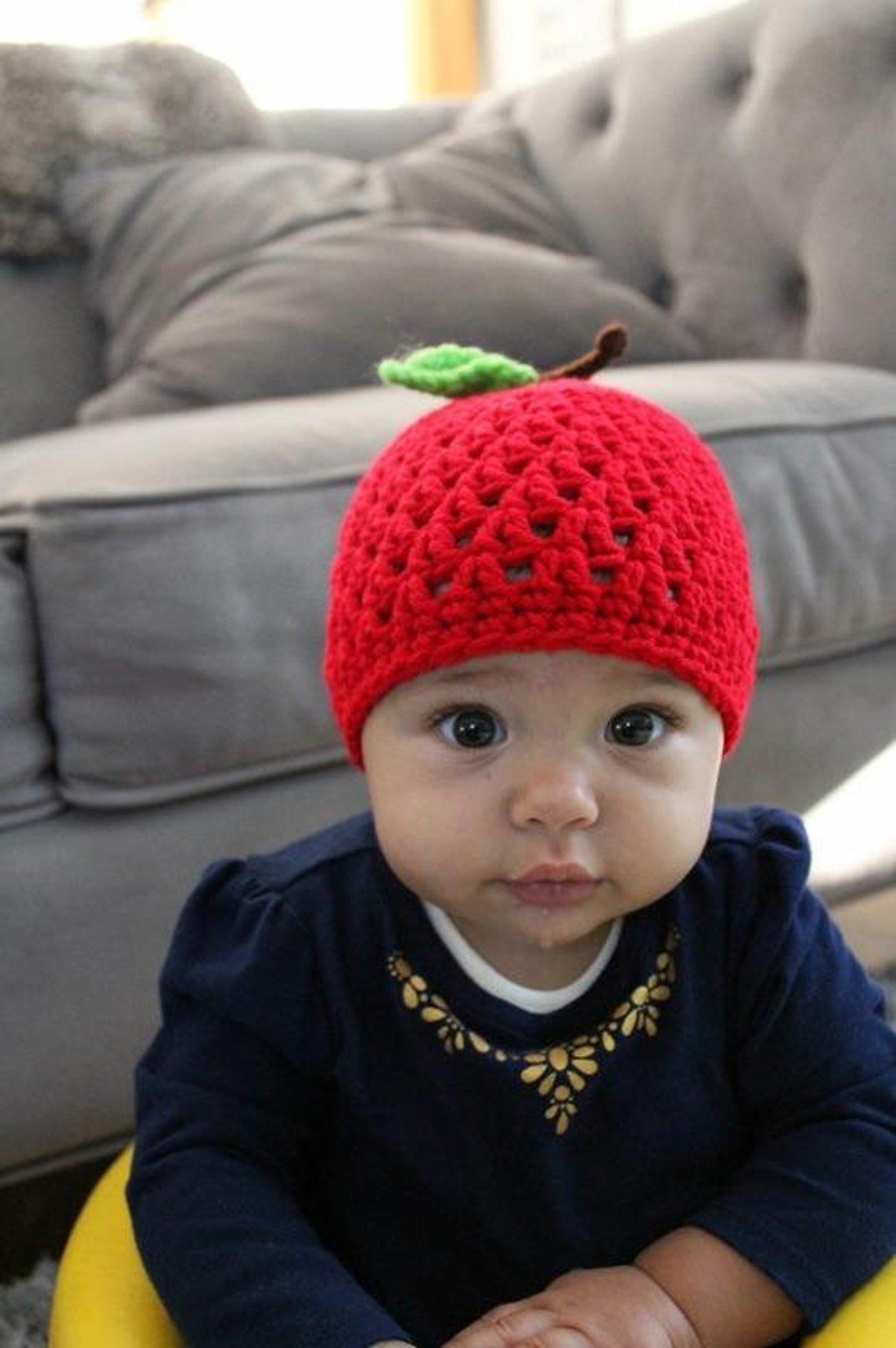 Red Apple Hat With Leave and Stem Beanie Infant Baby Newborn | Etsy