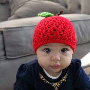 Red Apple Hat With Leave and Stem Beanie Infant Baby Newborn Toddler ...