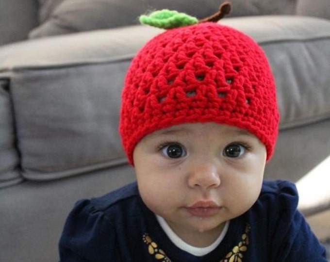 Red Apple Hat With Leave and Stem Beanie Infant Baby Newborn - Etsy
