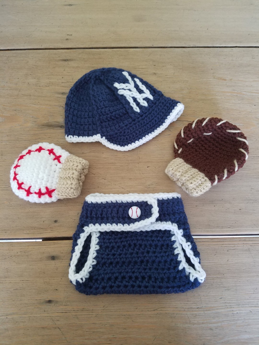 NY Yankees Baseball Hat W Brim, Diaper Cover, Baseball and Glove ...