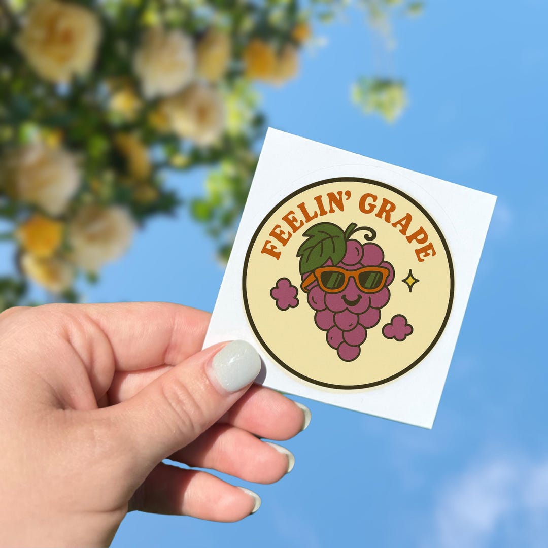 Grape Kiss-cut Stickers: Feelin' Grape Decor - Laptop, Journal & Window ...