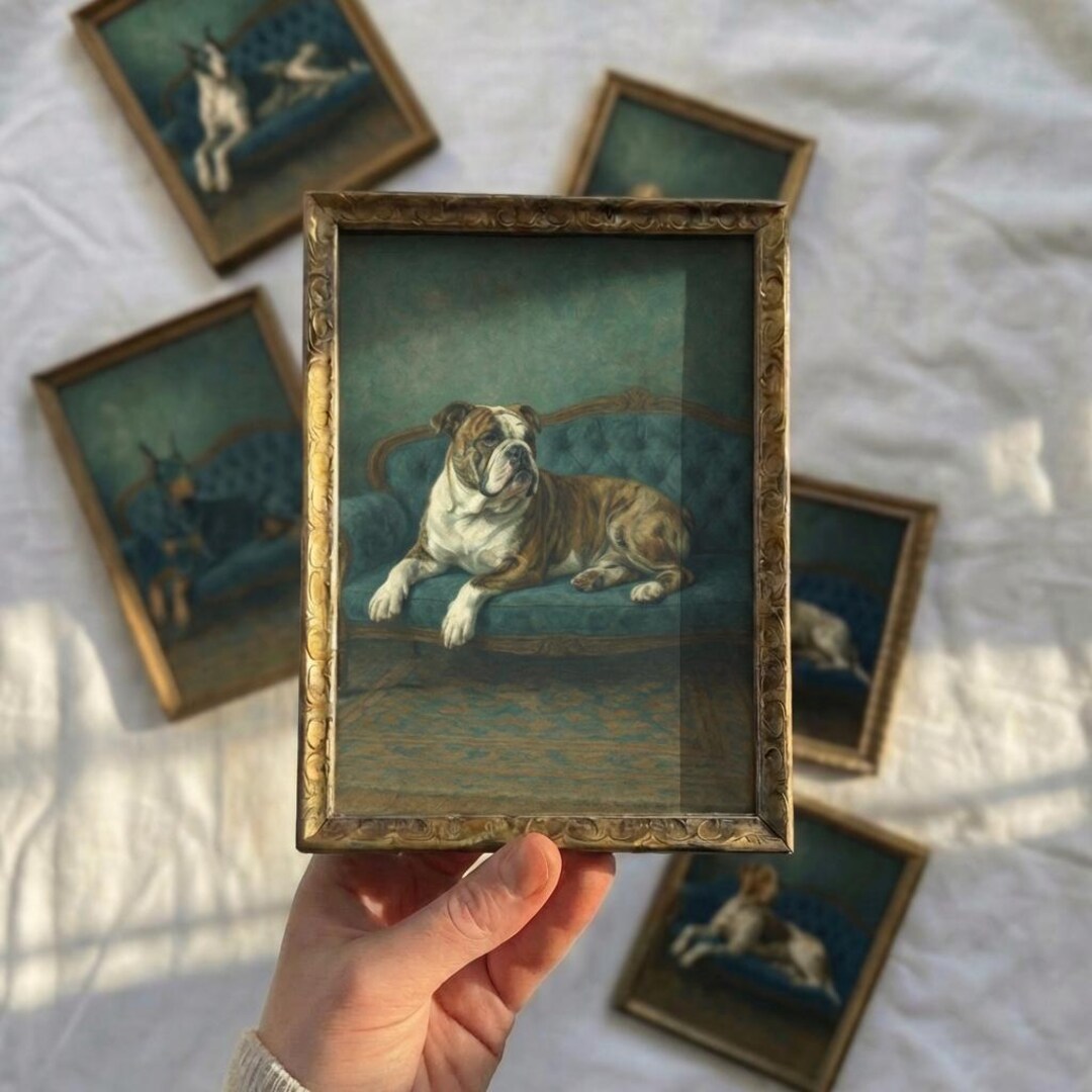 Vintage English Bulldog Portrait: Regal Dog Art, Old Money Style ...