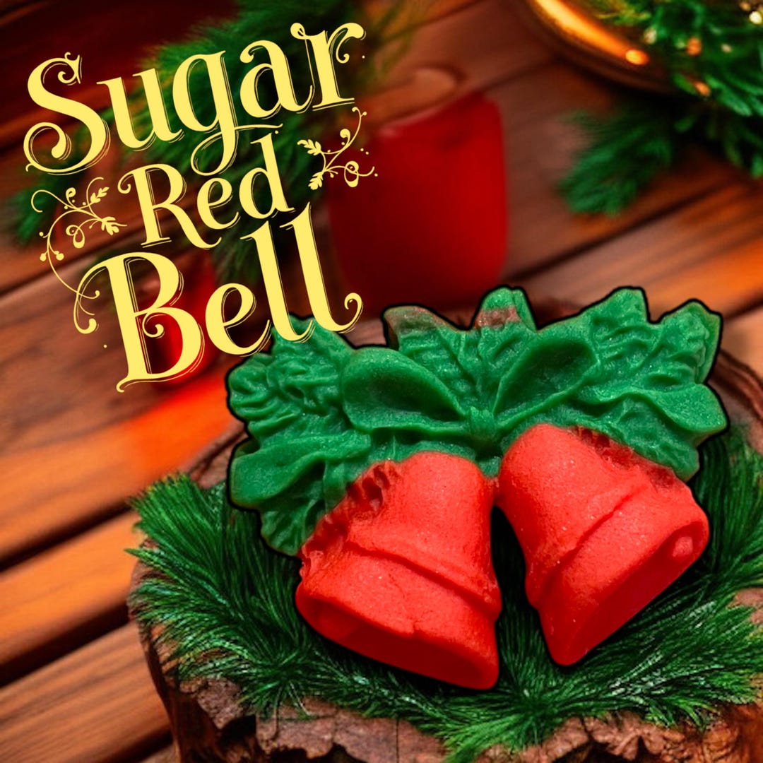 Edible Red Bell Christmas Theme Cake Cupcake Topper Sugar Tree ...