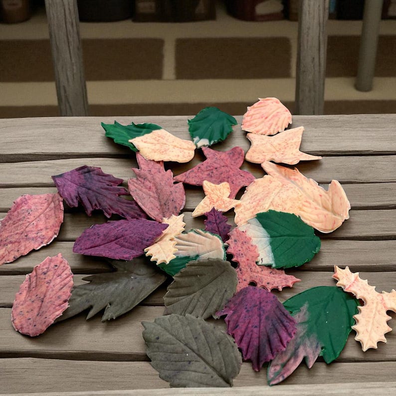 Sugar Paste Leaves, Edible Cake Toppers, Green, Decorations, Roses ...