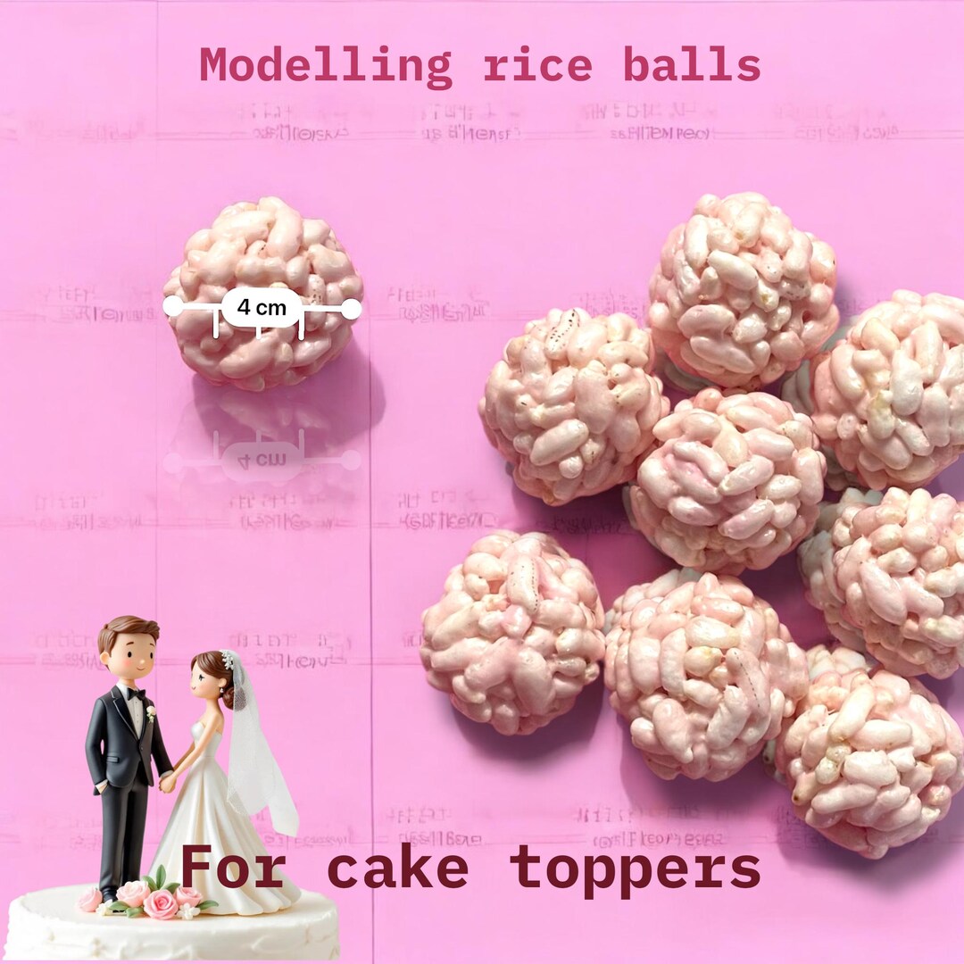 Puffed Rice Balls/cones Cake Toppers Krispy Rice Figurines Decorations ...