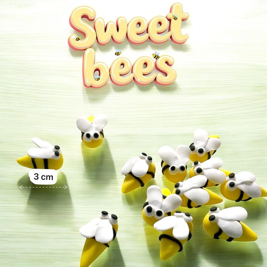 Edible Fondant Bees Cake Toppers for Birthdays Baby Showers Cupcakes ...