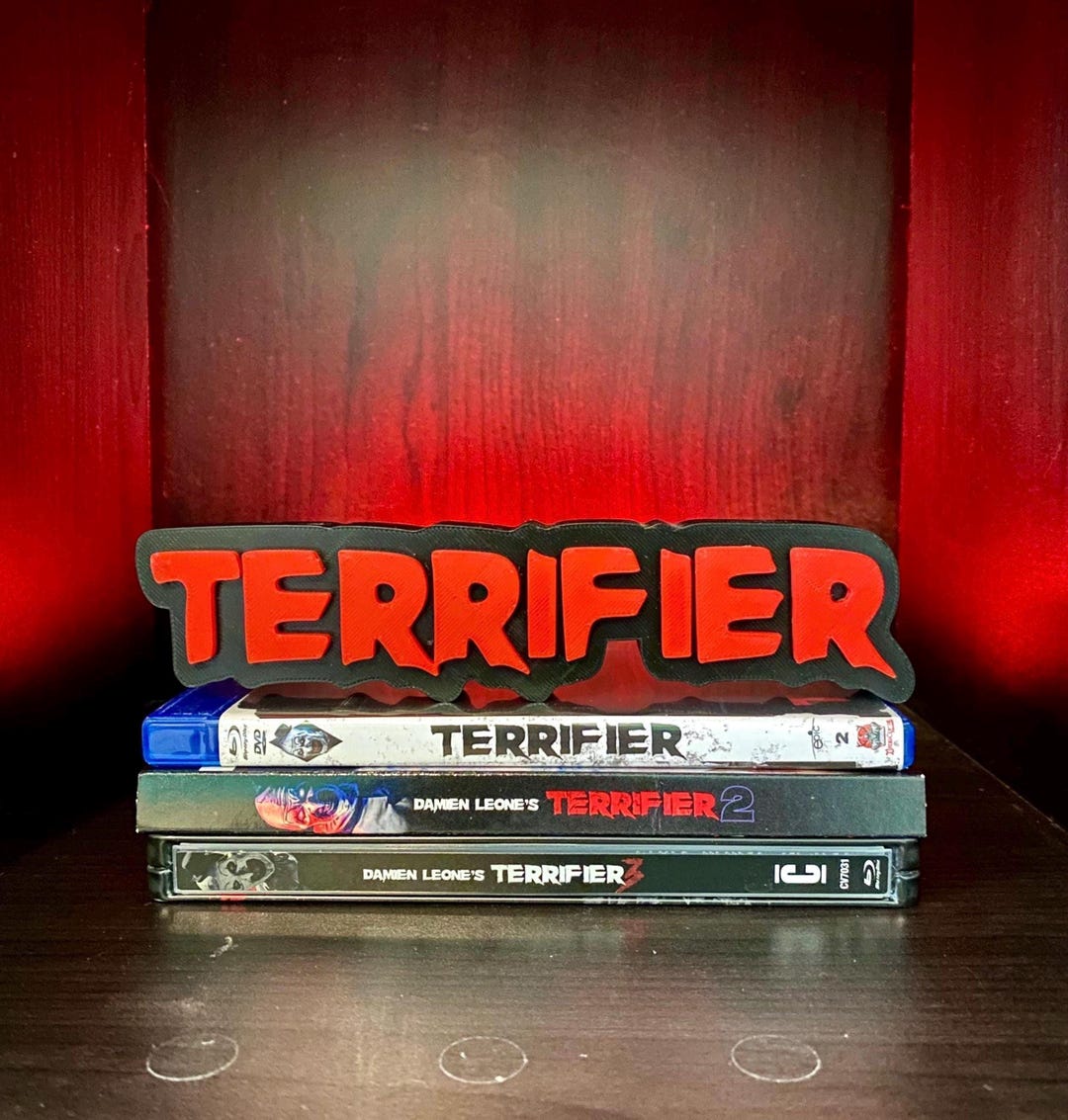 Terrifier, Horror Sign, Shelf Display, Bookshelf Display, Horror Movies ...