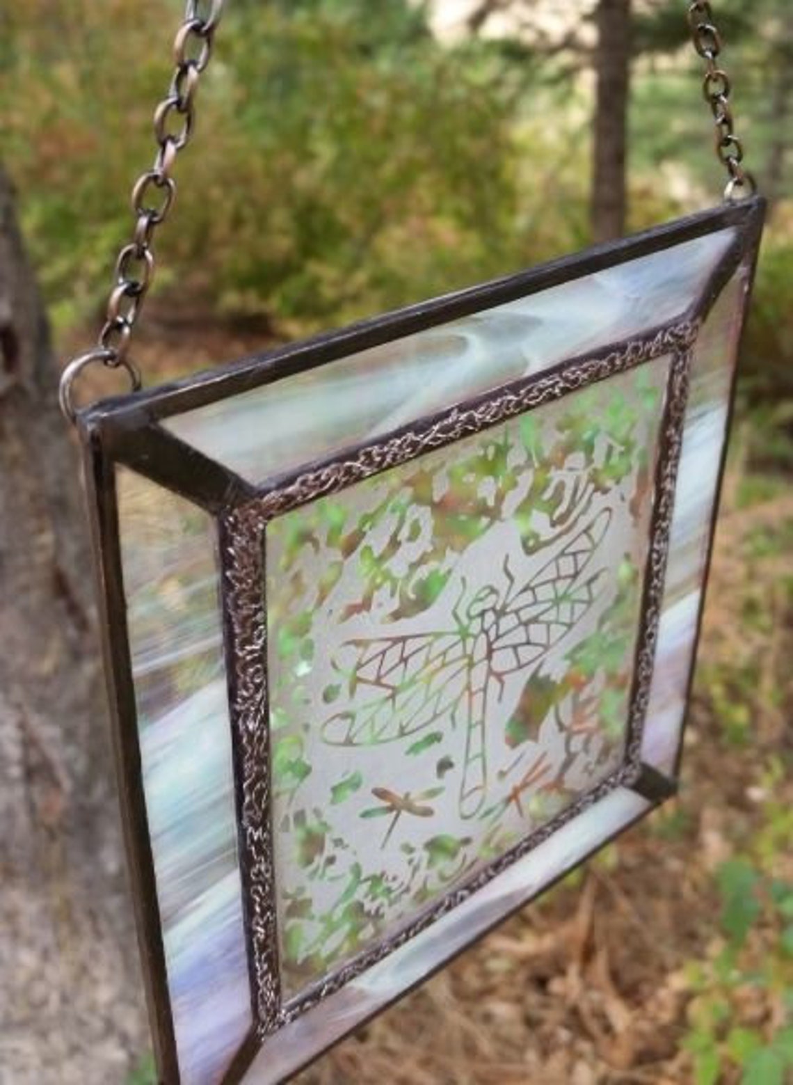Dragonfly Stained Glass Mini Window Engraved - Etsy