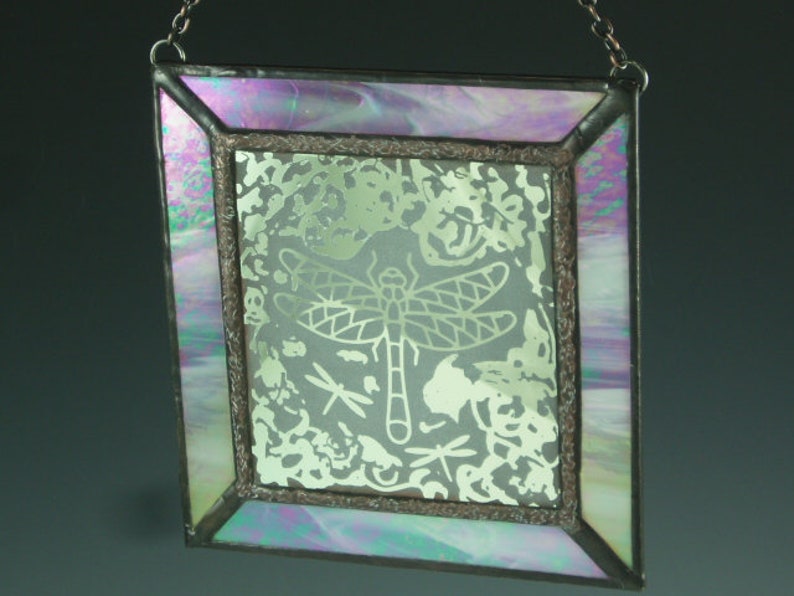 Dragonfly Stained Glass Mini Window Engraved - Etsy