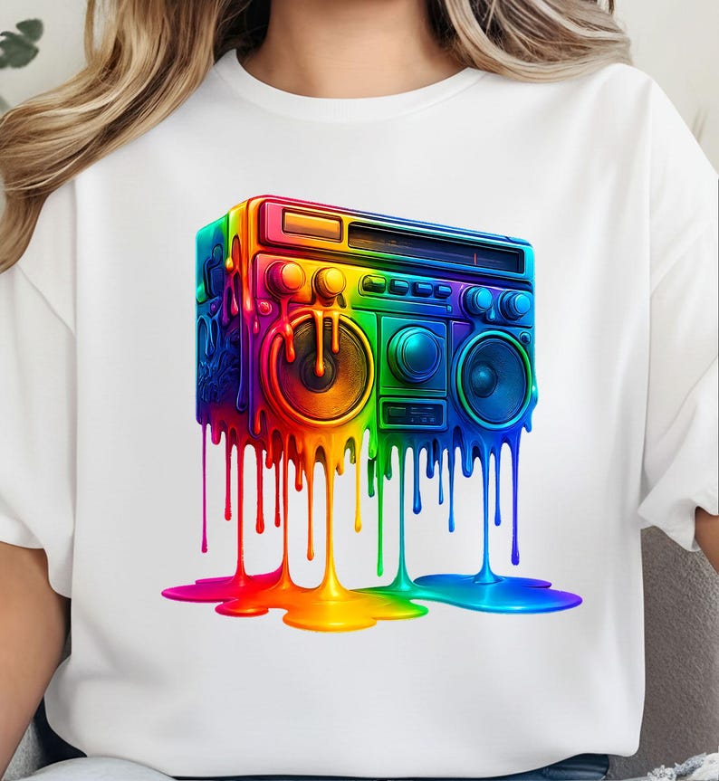 80s Boombox PNG | Rainbow Drip, Hip Hop Graphic (digital Download) - Etsy