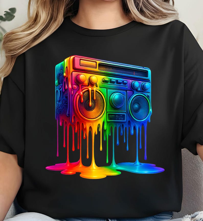 80s Boombox PNG | Rainbow Drip, Hip Hop Graphic (digital Download) - Etsy