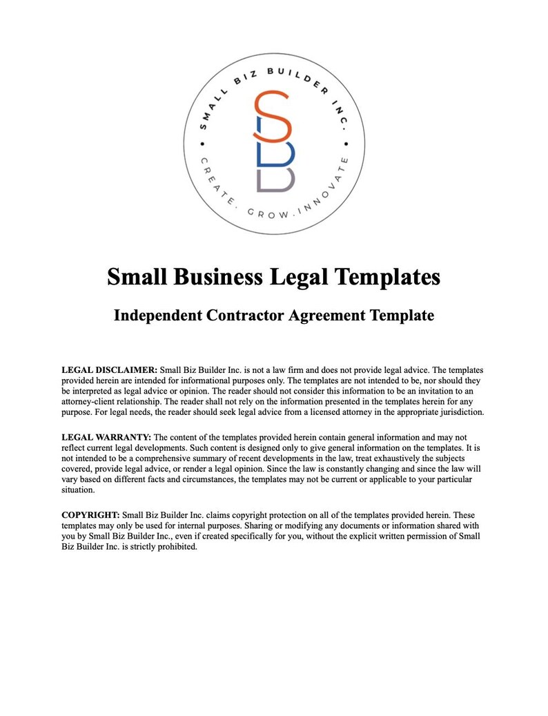 Independent Contractor Agreement Template (english) - Etsy