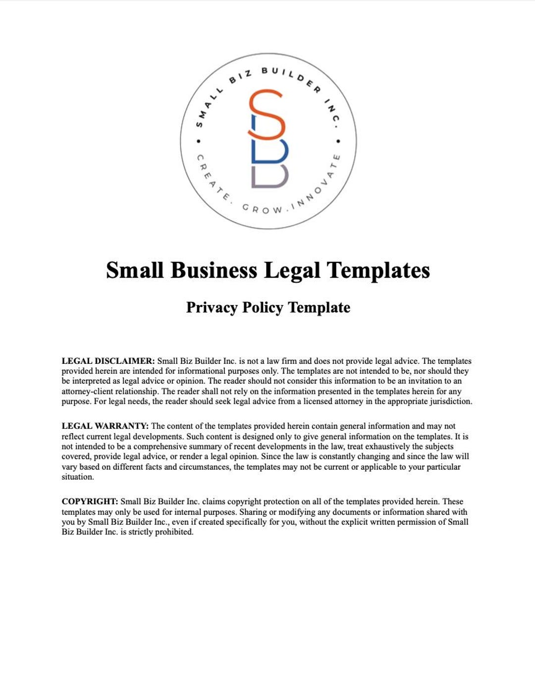 Privacy Policy Template (english) - Etsy