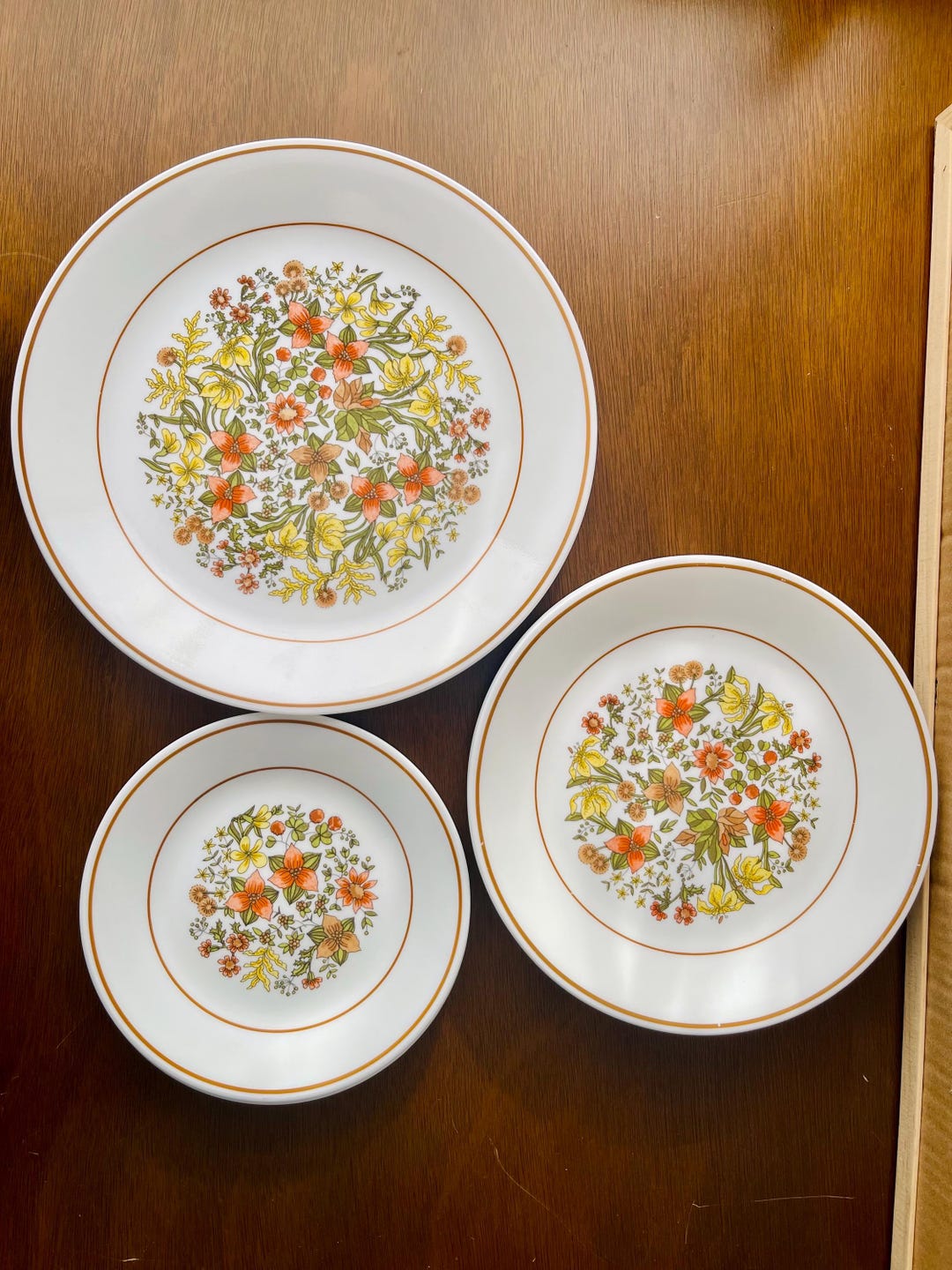 Vintage Corelle Indian Summer Plates – Retro Floral Orange Yellow ...
