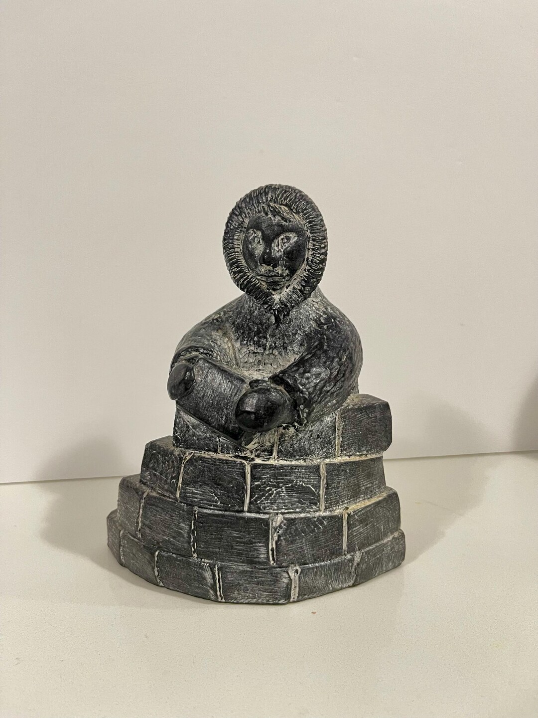 Nuvuk Canada - Inuit Eskimo Building Igloo - Soapstone Carving - Made ...
