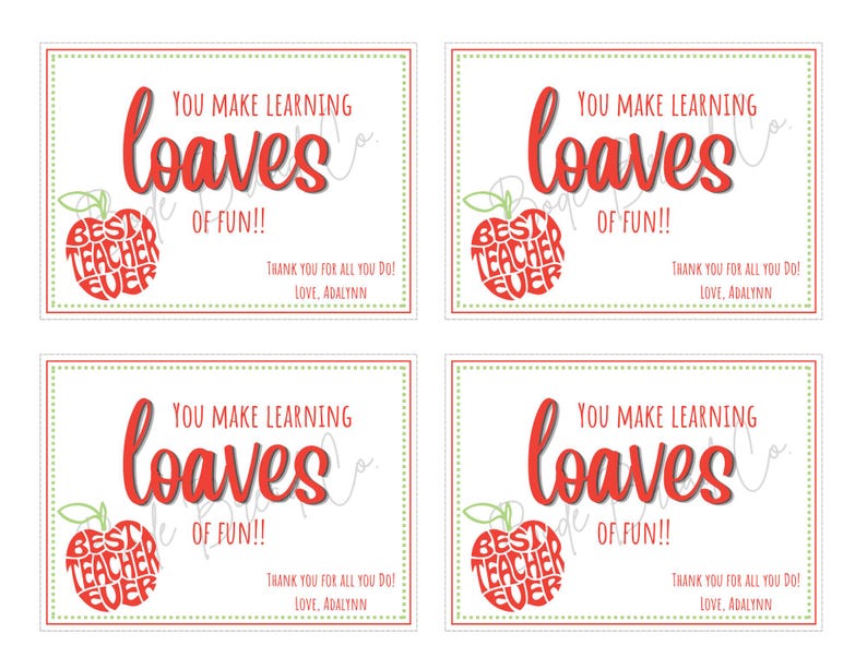 Custom Digital Download Editable Teacher Appreciation Week Gift Tag You ...