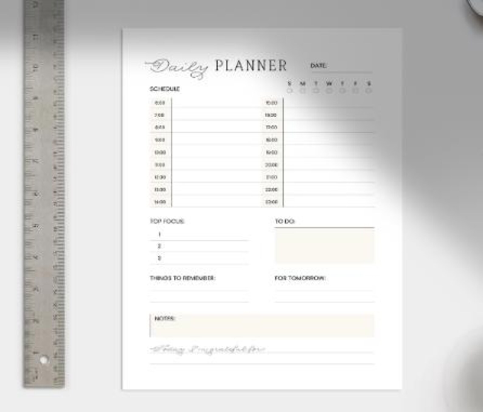 Minimilistic Printable Daily Planner Template PDF Digital, Weekly ...