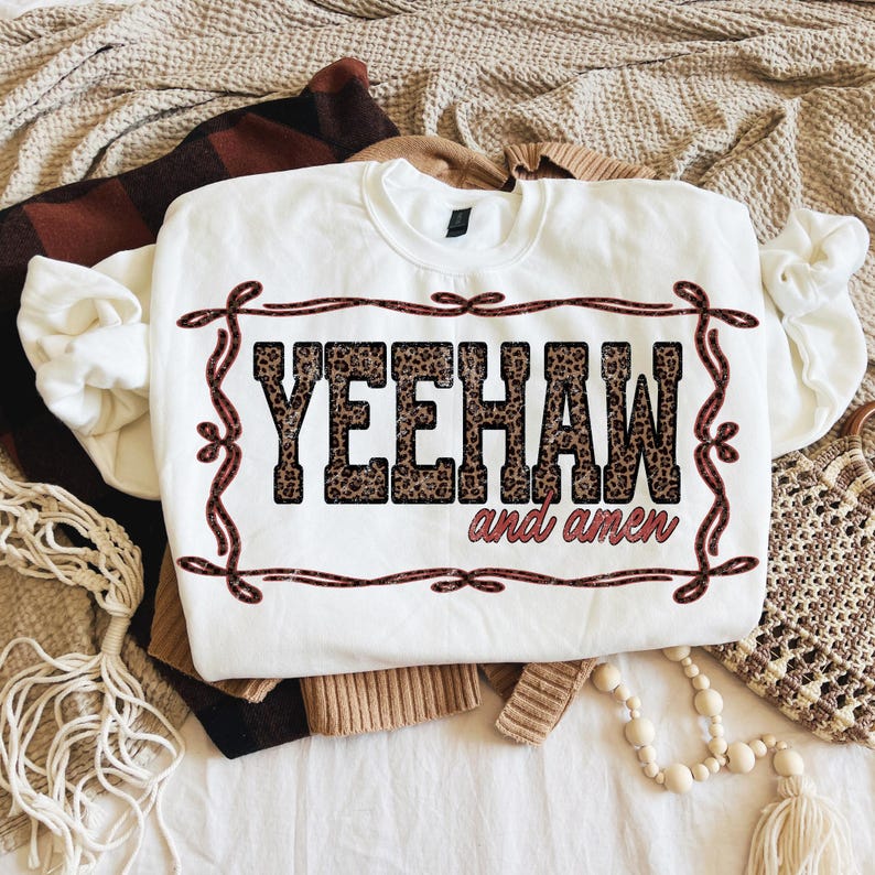 Yeehaw and Amen PNG, Trendy Leopard Western PNG, Rodeo Shirt Design ...