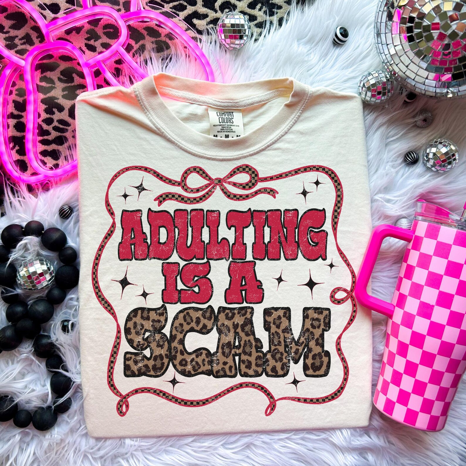 Adulting is a Scam PNG, Adult Humor PNG, Trendy Checkered Western PNG ...