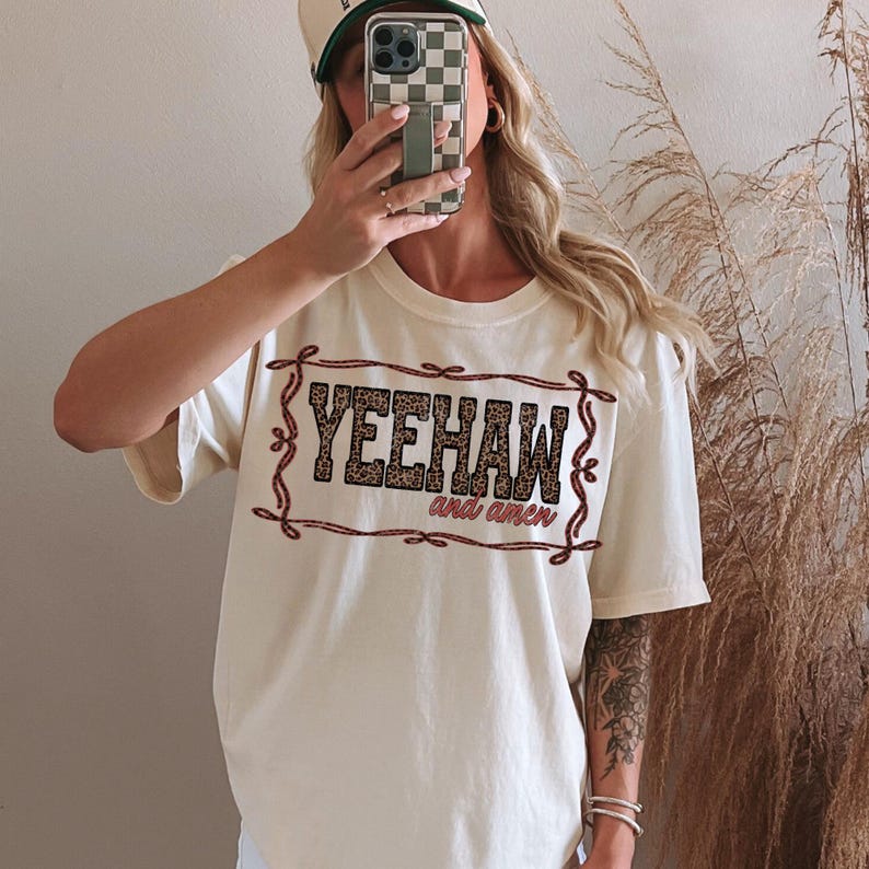 Yeehaw and Amen PNG, Trendy Leopard Western PNG, Rodeo Shirt Design ...