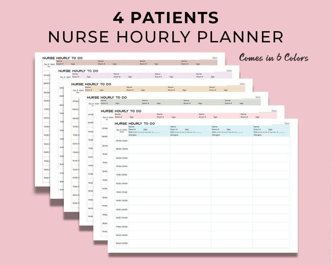 4 Patient Nurse Hourly to Do, Nurse Report Sheet Medsurg, Nurse Shift ...