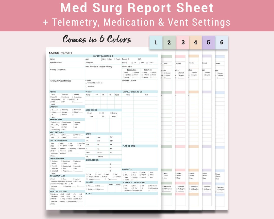 Telemetry Nurse Brain ICU Nursing Report Sheet Med Surg, Sbar Nurse ...