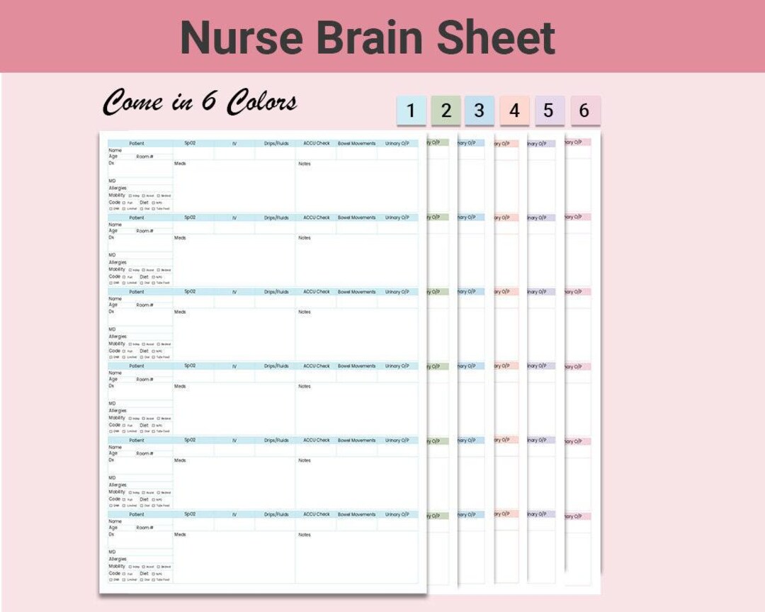 6 Patient Nurse Report Sheet Med Surg Bundle, Multiple Patient Report ...
