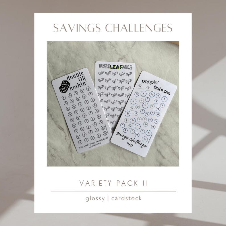 Savings Challenges | Variety Pack II - Etsy