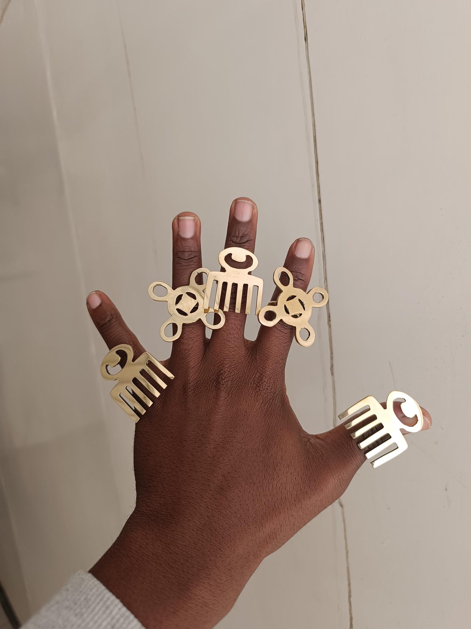 Adinkra Brass Rings: Adjustable African Statement Jewelry, Set of 5 - Etsy