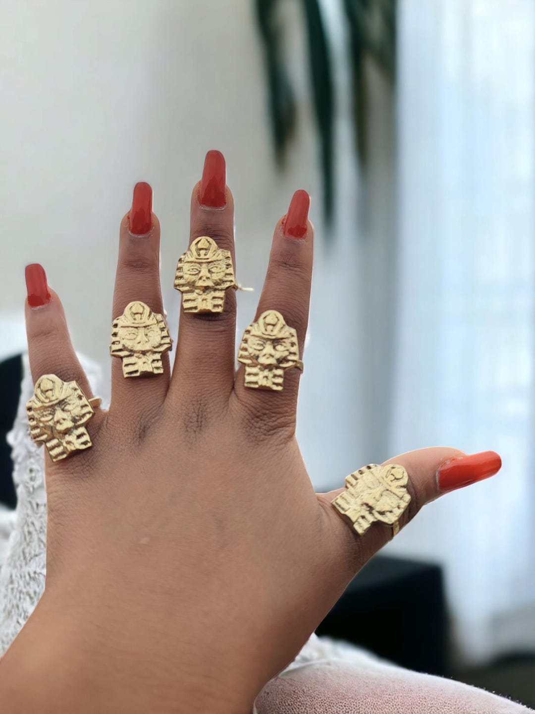 Five Adjustable Brass Rings African Brass Rings Statement Rings ...