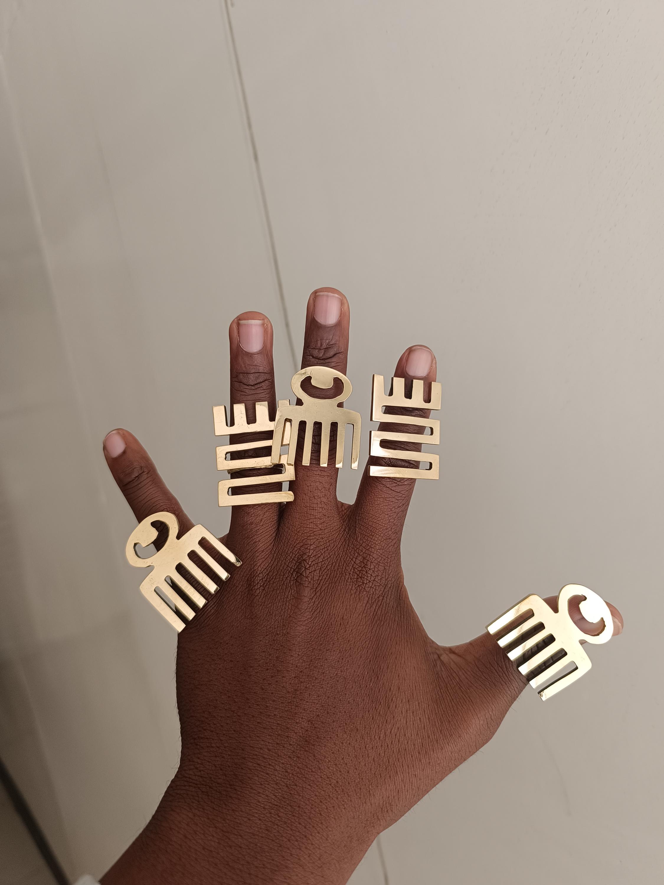 Adinkra Brass Rings: Adjustable African Statement Jewelry (set of 5) - Etsy
