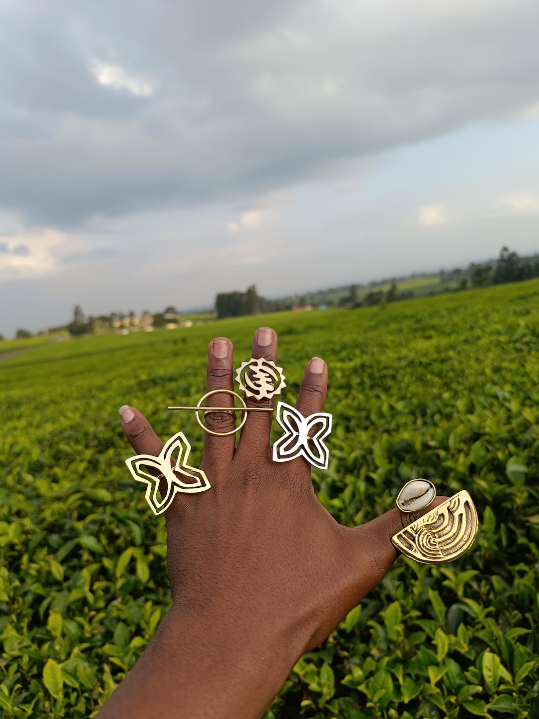 Adjustable Raw Brass African Ring Set, Handmade Statement Jewelry - Etsy