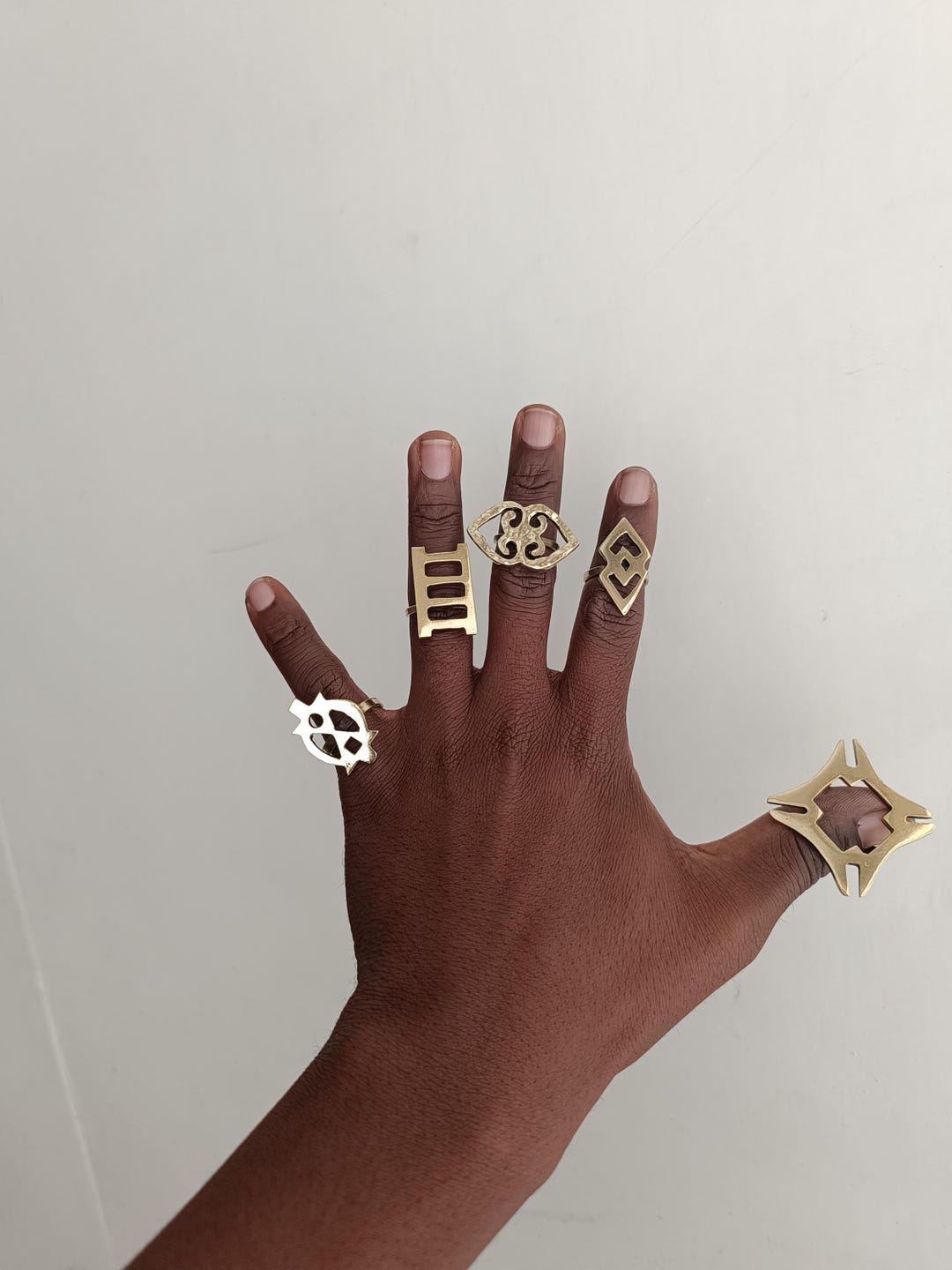 Adinkra Brass Rings: Adjustable African Statement Jewelry Set - Etsy
