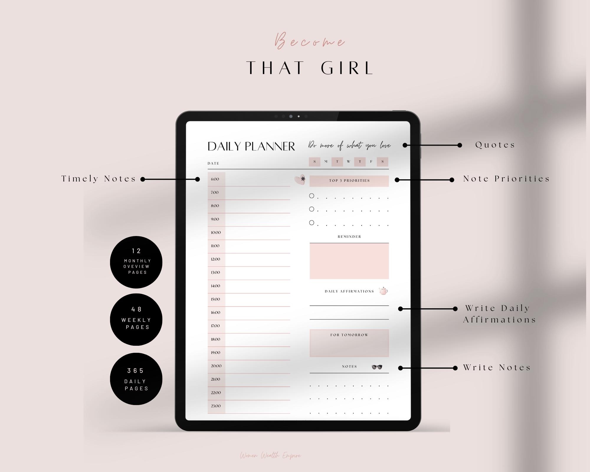 Undated Yearly Digital Planner for iPad | That Girl All in One ...