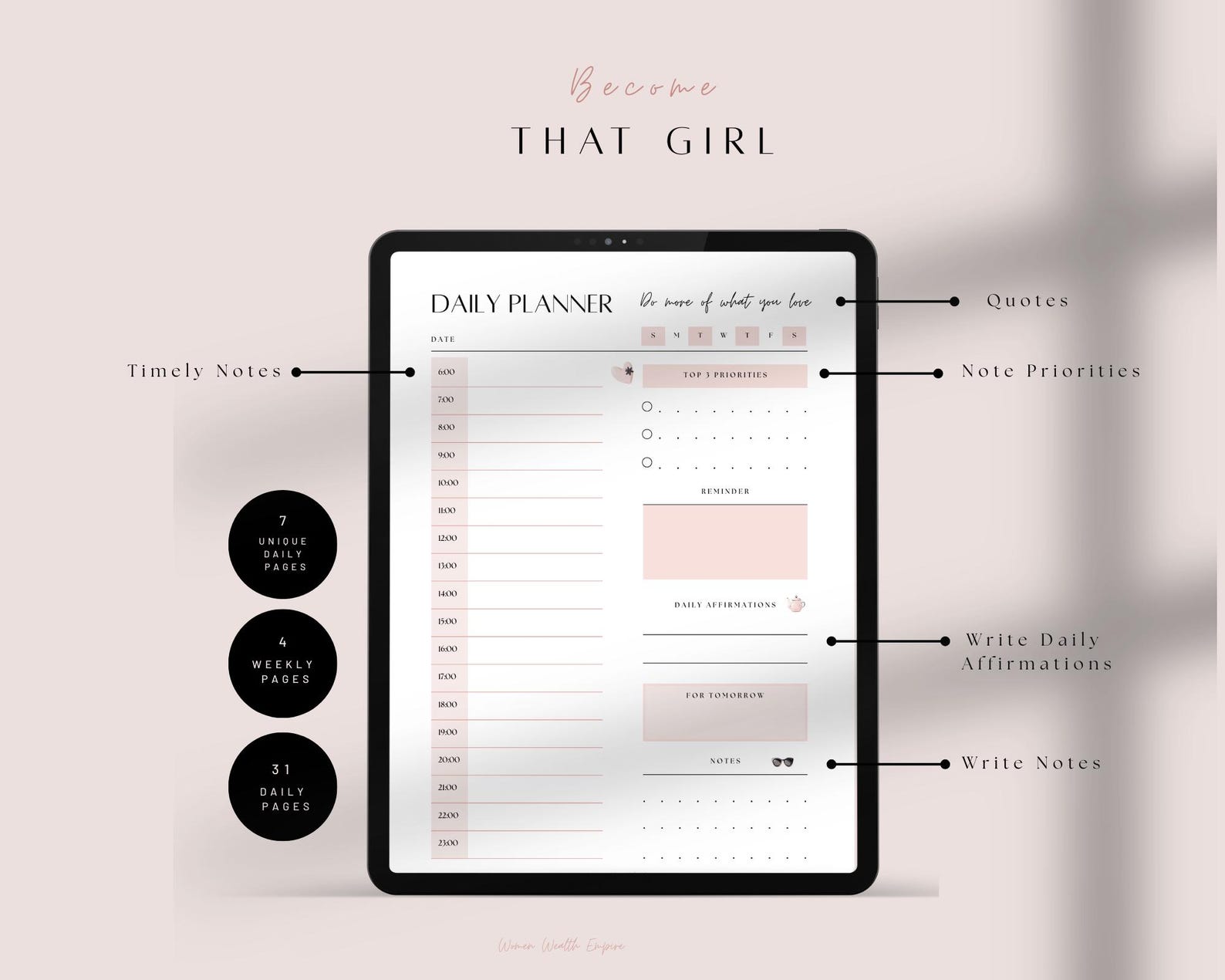 THAT GIRL 2025 Monthly Digital Planner | 270+ Page Aesthetic iPad ...