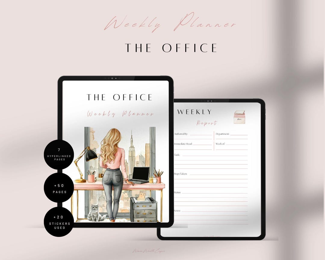 Undated Weekly Office Digital Planner for iPad | Minimal Work and Task ...