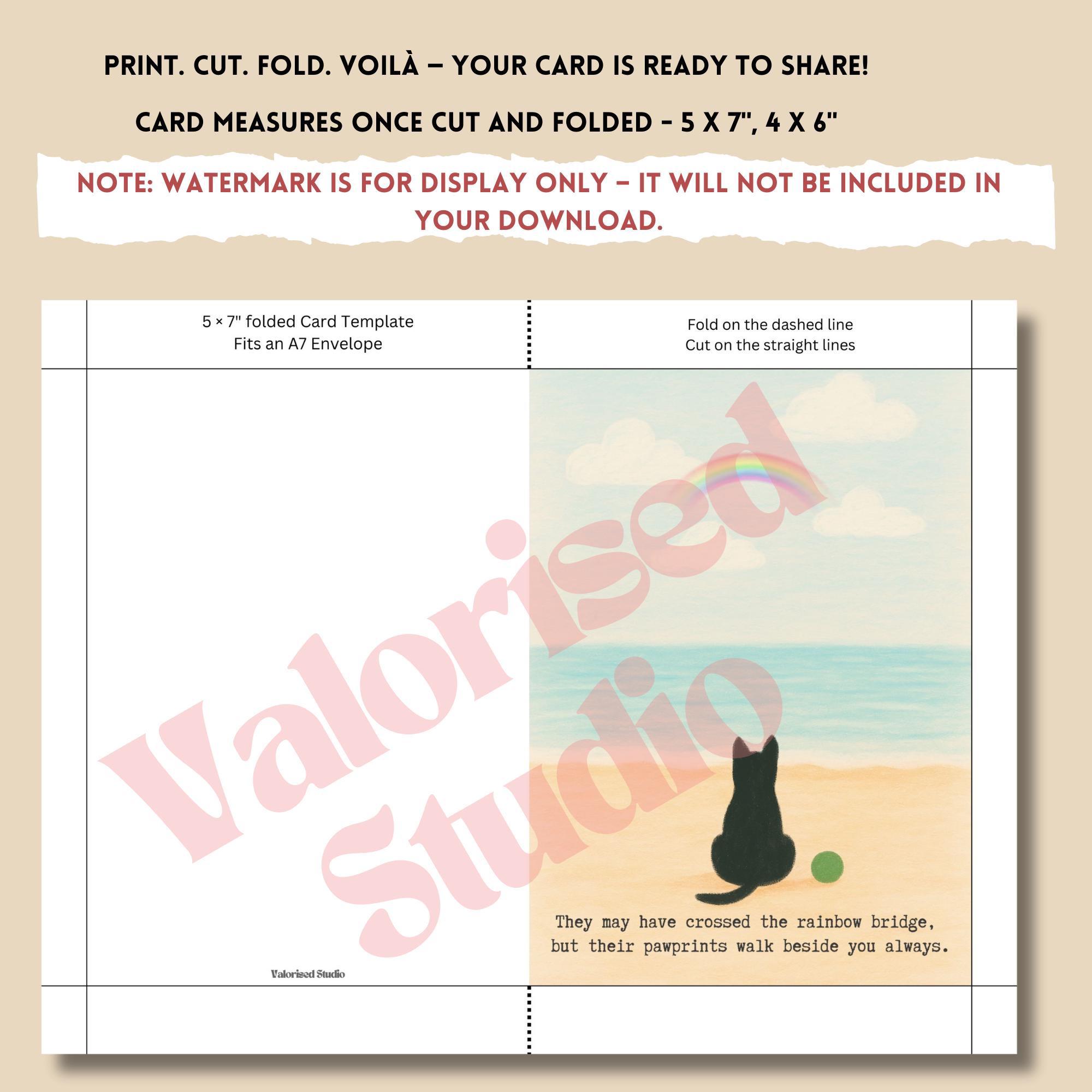 Dog Memorial Card Printable, Rainbow Bridge Pet Loss Card, Sympathy Dog ...