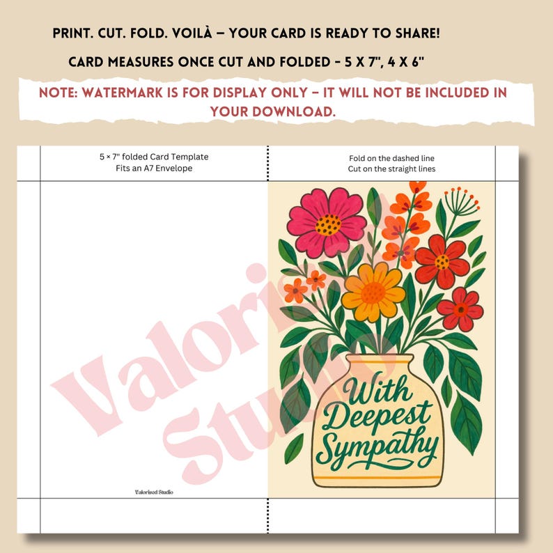 Floral Sympathy Card Printable, With Deepest Sympathy Card, Funeral ...