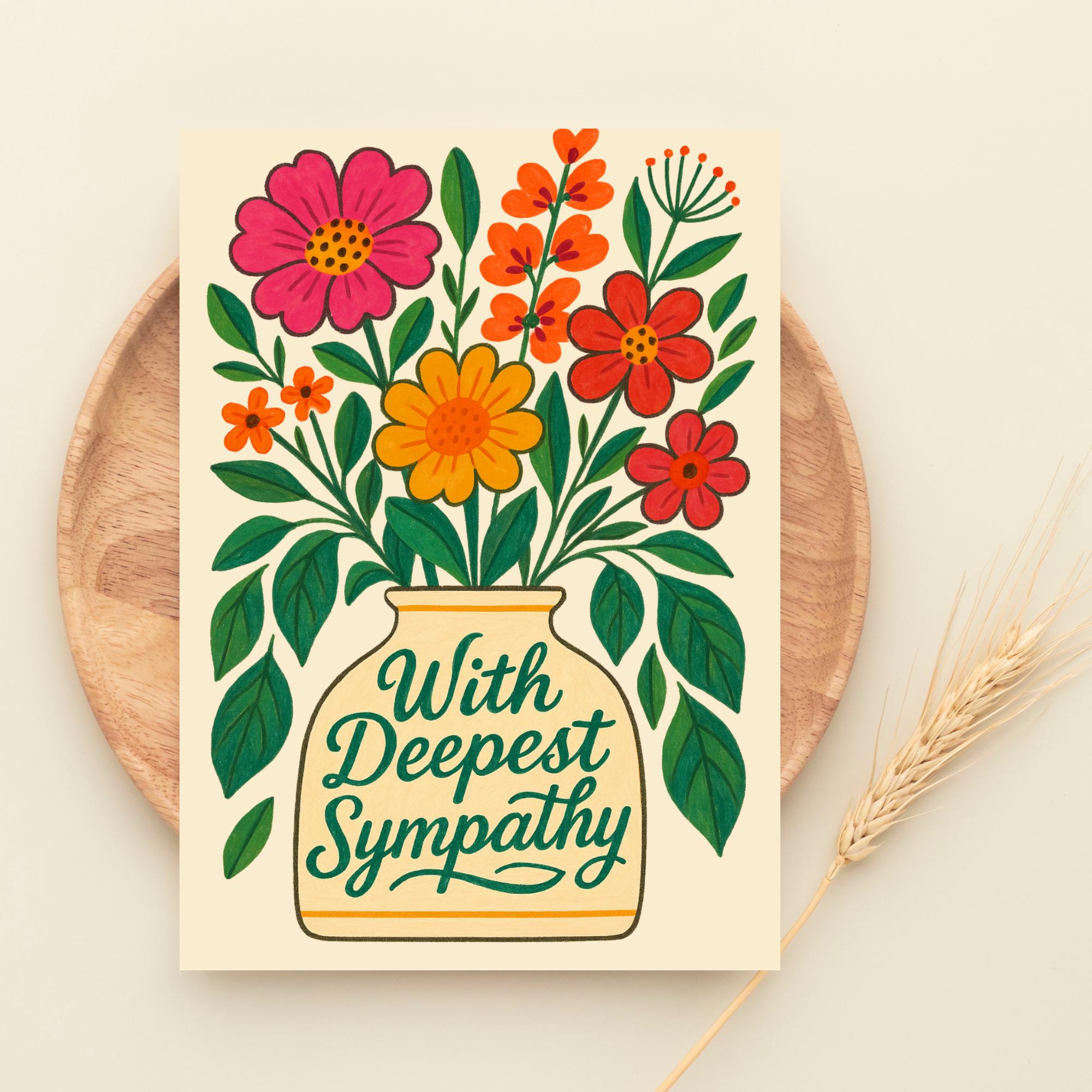 Floral Sympathy Card Printable, With Deepest Sympathy Card, Funeral ...